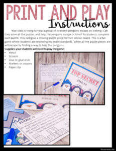 3rd Grade Winter Math Escape Room Breakout Activity Digital & Printable ...
