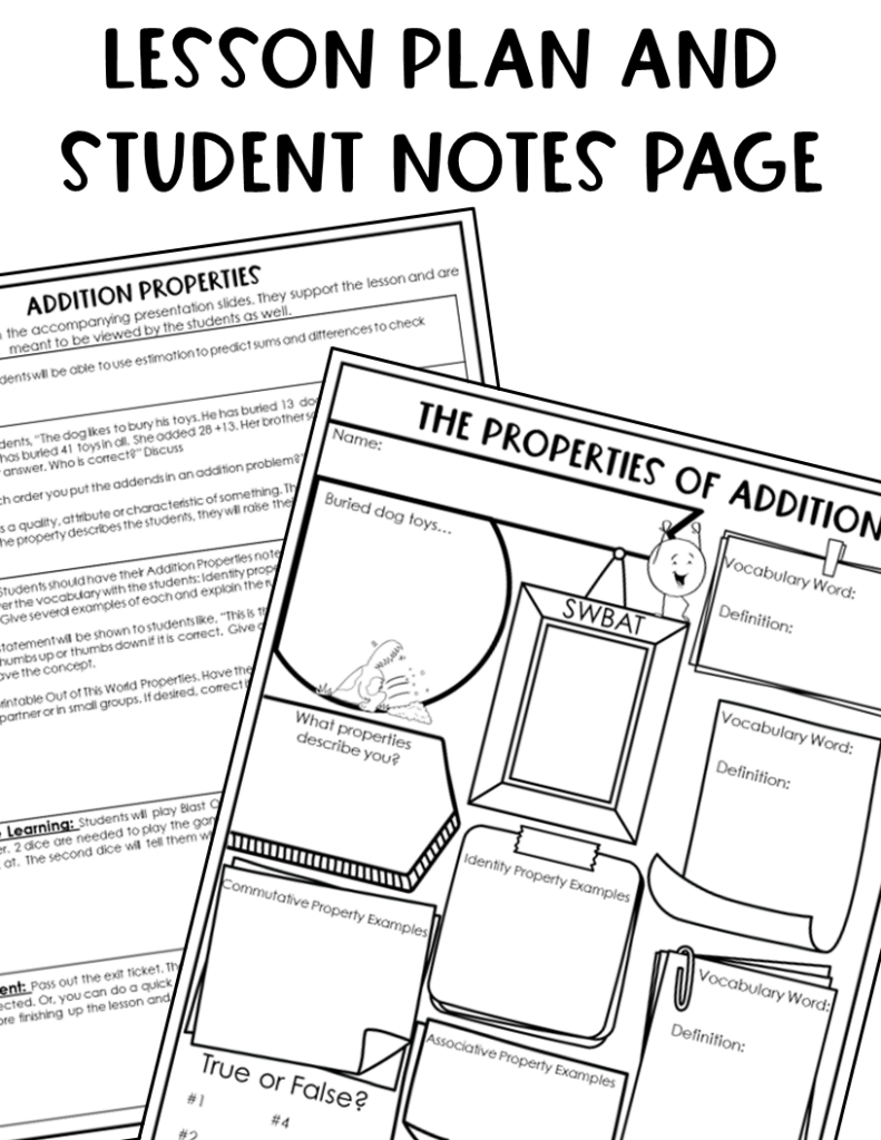 3rd Grade Math Lesson and Activities for Addition Properties ...